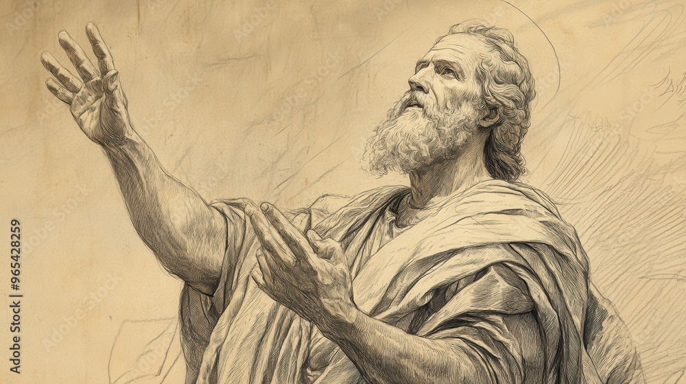 Balaam Lifting His Hands in Prophecy Over the Distant Nations, Biblical ...
