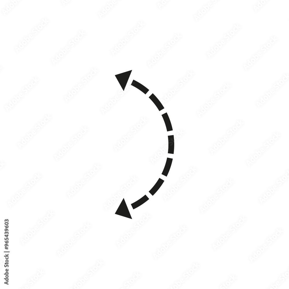 Semicircular curved thin long double ended arrow. Dual semi circle ...