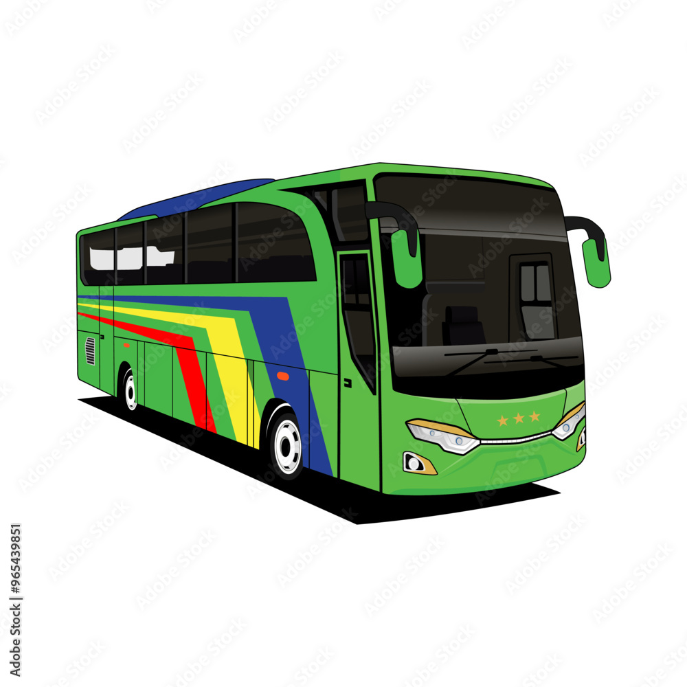 Travel bus icons, tour transport or public transportation service ...