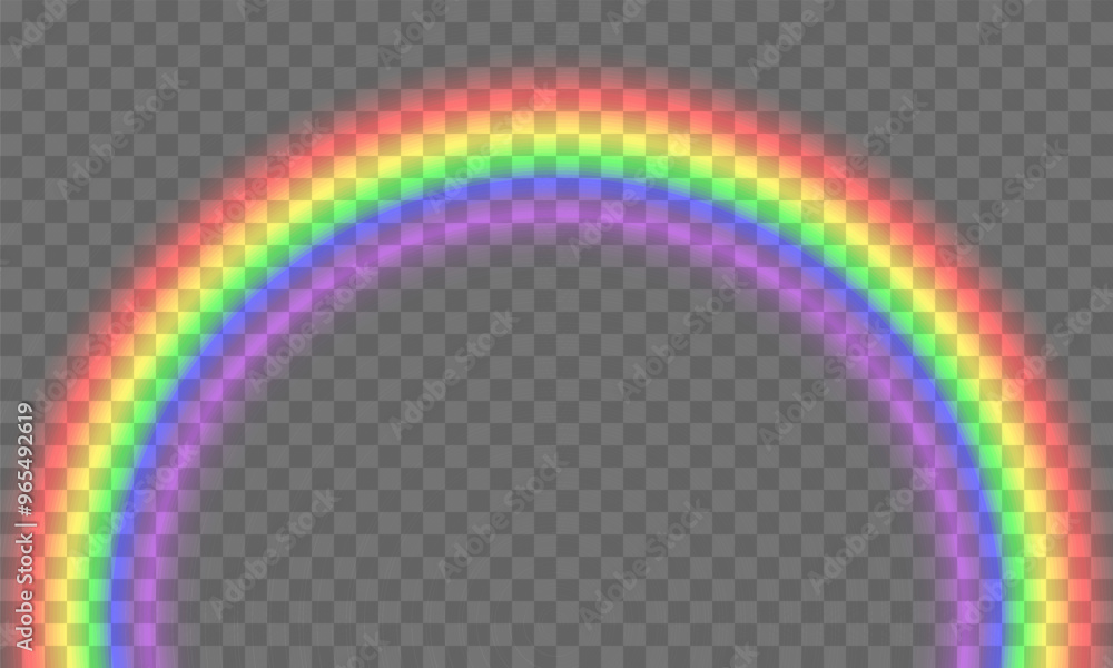 Rainbow on transparent background. Realistic rainbows in different shape and size. Rainbow ...