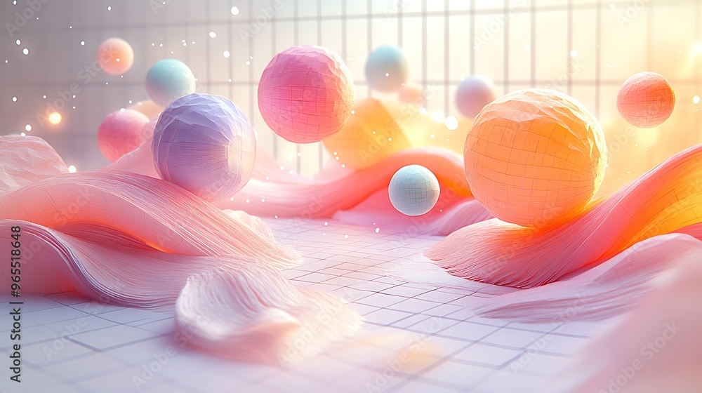 A creative 3D papercraft bubble chart, vibrant paper spheres floating ...