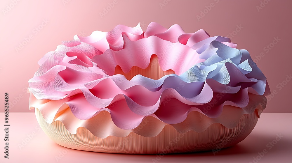 A modern 3D papercraft donut chart, pastel-colored paper sections ...