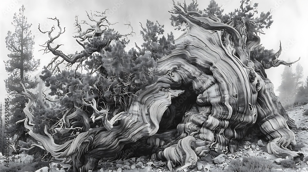 The ancient Methuselah tree, a Great Basin bristlecone pine, standing ...