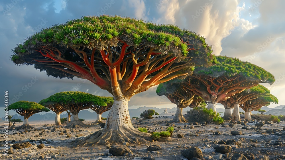 An alien-like landscape featuring the unique dragon blood trees on ...
