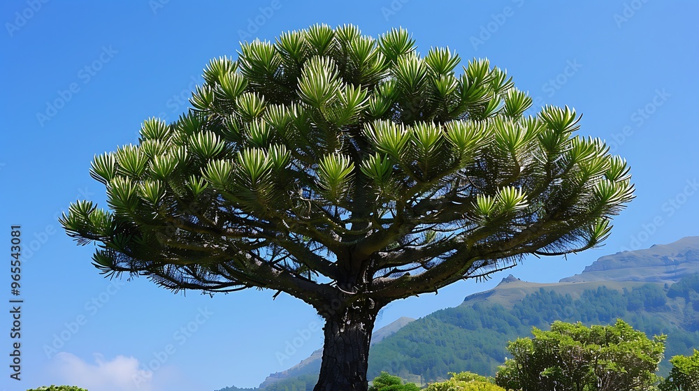 A striking monkey puzzle tree (Araucaria araucana) with its prehistoric ...