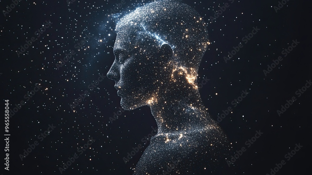 8. The outline of a human figure filled with a swirling galaxy of stars ...