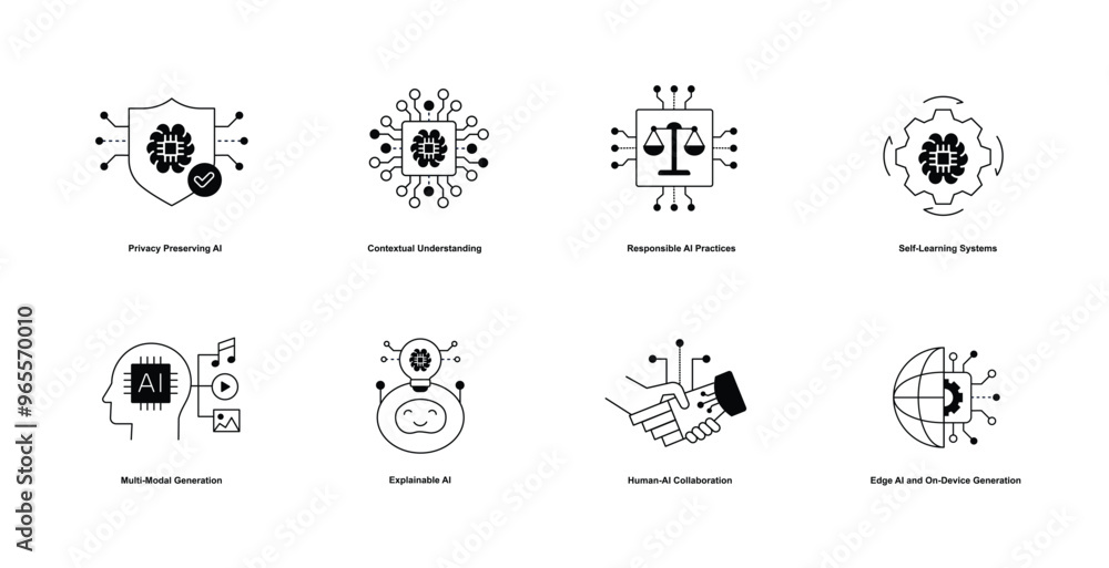 Emerging Trends in Generative AI: A Holistic Approach. Vector Icons ...