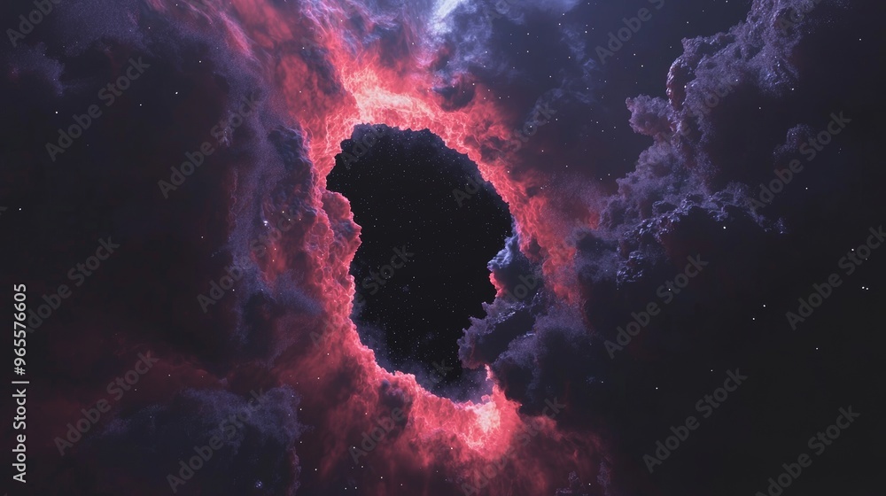 An astounding illustration of a supermassive black hole in the center ...
