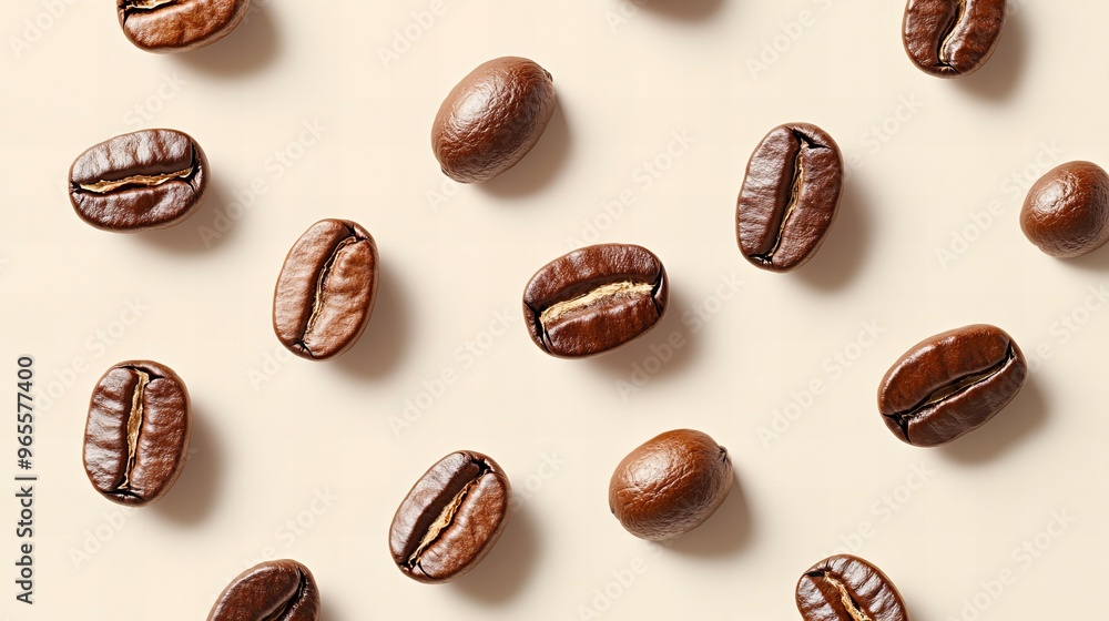 coffee beans Top view isolated on a solid background with rich texture ...