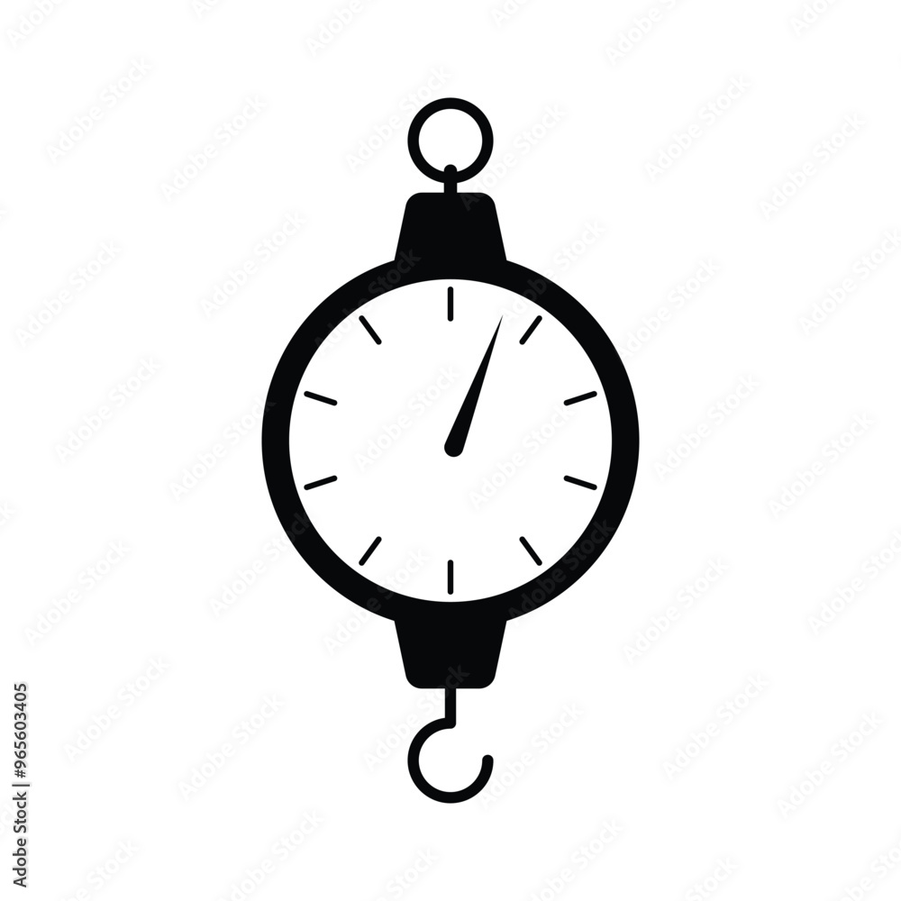 Spring scale black and white flat vector icon design. Spring scale ...