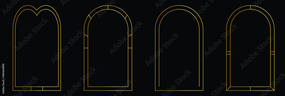 elegant golden 1920s art deco arch frame set for luxurious wedding ...