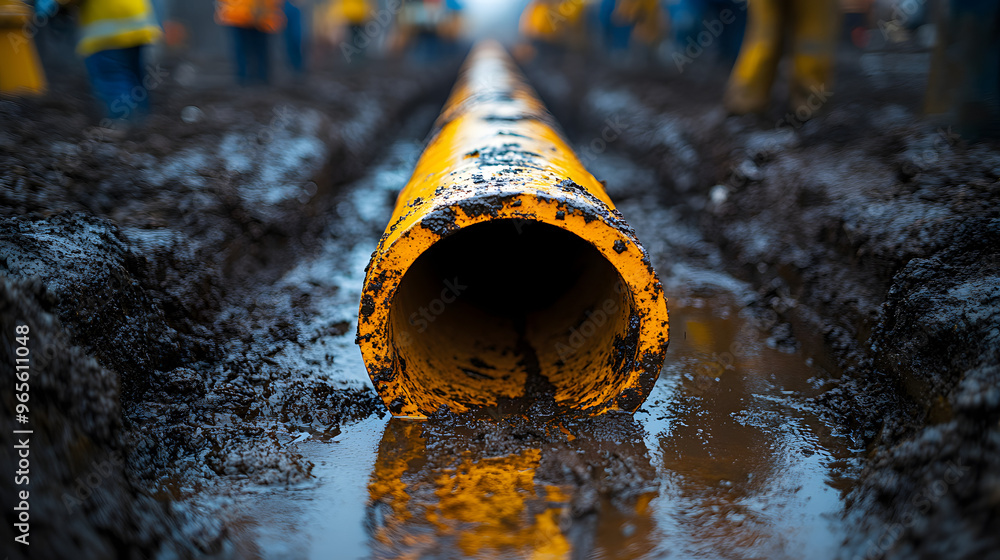 “Photo of Construction Workers Laying Gas Pipes in the Trenches on a ...