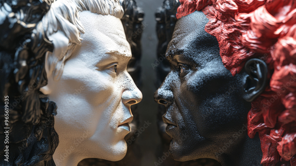 A 3D illustration showing the clash between different cultures, groups ...