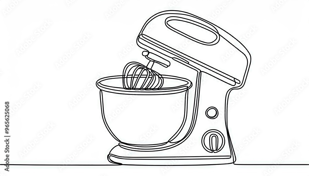 Continuous one line drawing of mixer Stock Illustration | Adobe Stock