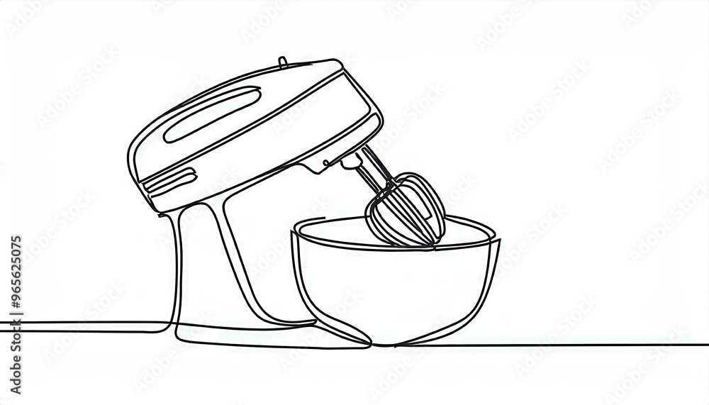 Continuous one line drawing of mixer Stock Illustration | Adobe Stock
