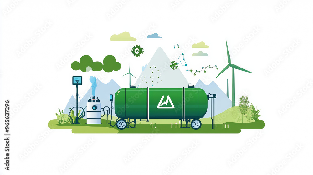 This icon shows a green hydrogen storage tank. It represents the ...