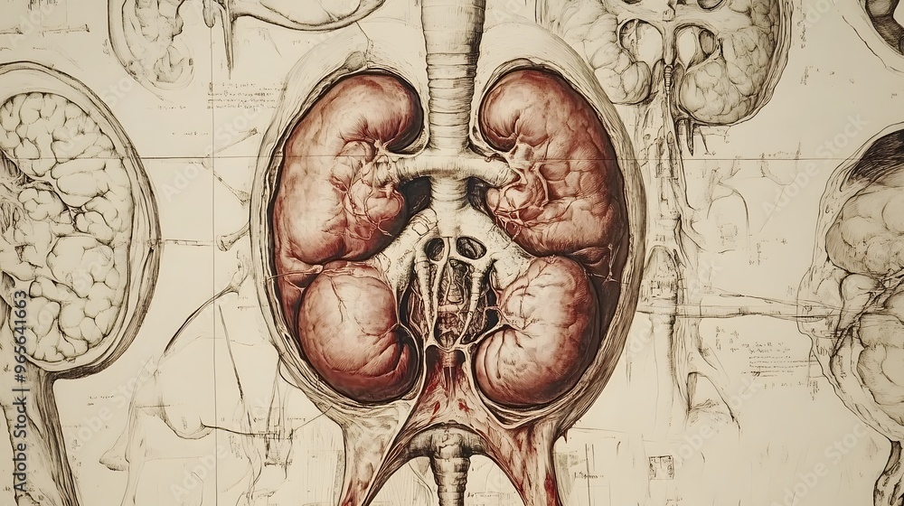 15. "Detailed drawing of the human adrenal glands and their location ...