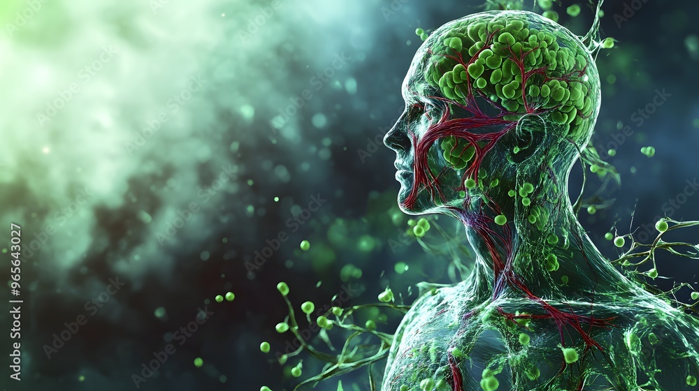 17. "Artistic depiction of the human lymphatic system and lymph nodes ...