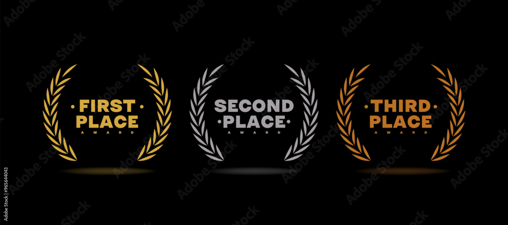 Set of vector icons for first, second, and third place awards ...