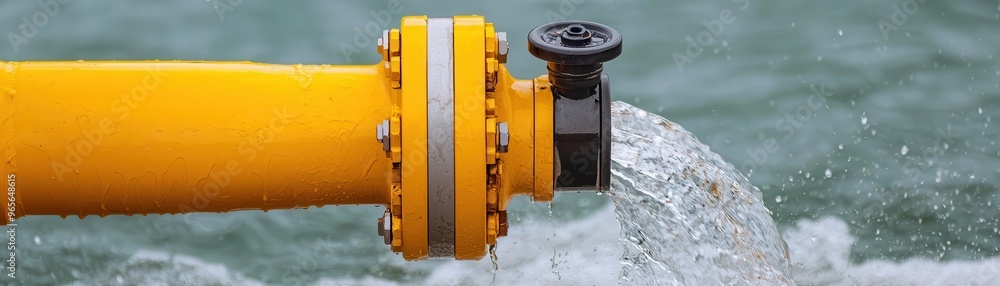 Water pump system in a flood control station, moving water away from ...