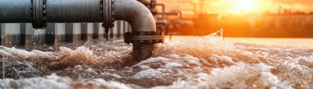 Water pump system in a flood control station, moving water away from ...