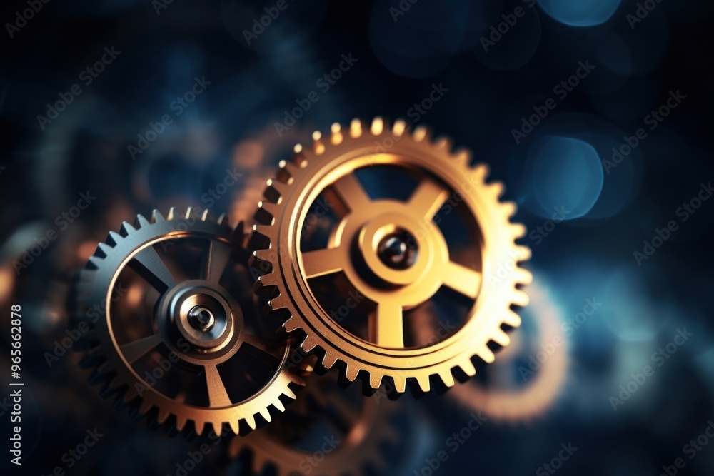 Cog and gears on dark background backgrounds technology abstract. Stock ...