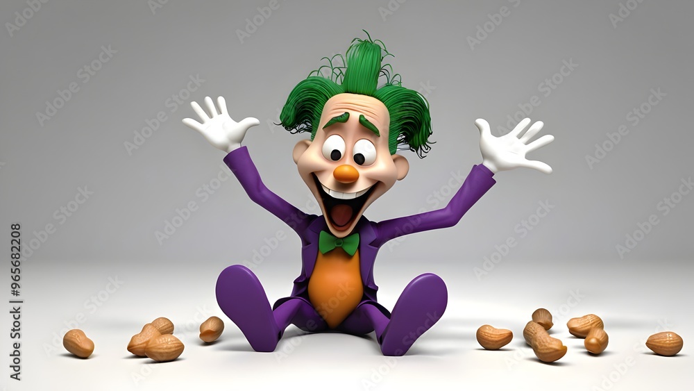 A goofy peanut character tripping over its own shell, with arms ...