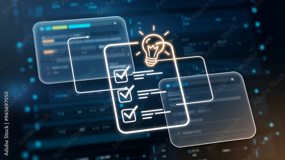 Digital Checklist with Light Bulb Symbol for Productivity and Task ...