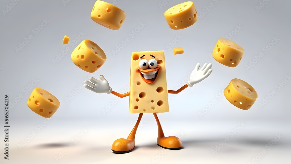 Another cheese character could be juggling wheels of cheese, struggling ...