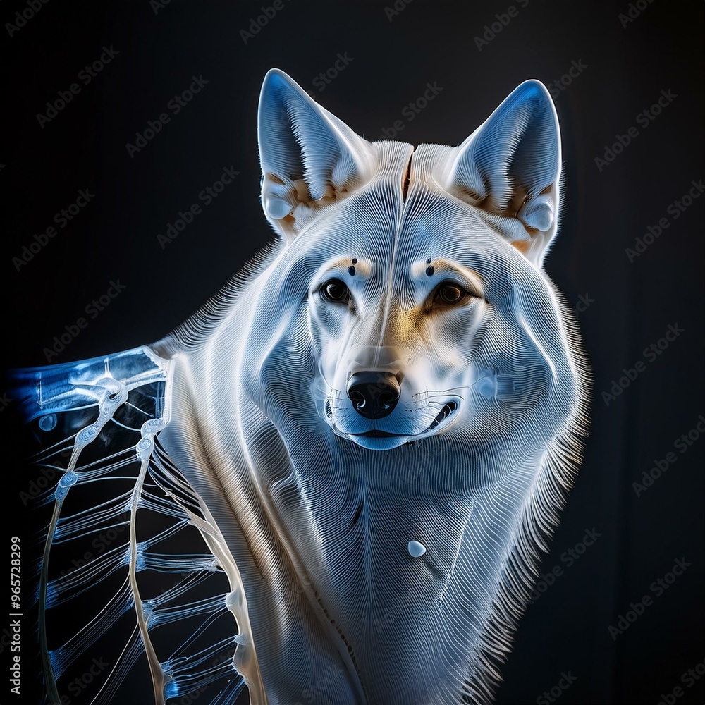 An animal in close up its essence captured through an X ray each bone ...