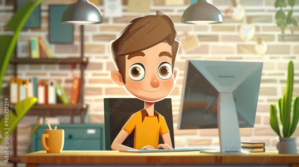 Cartoon characters engage in commercial activities in computer-based ...