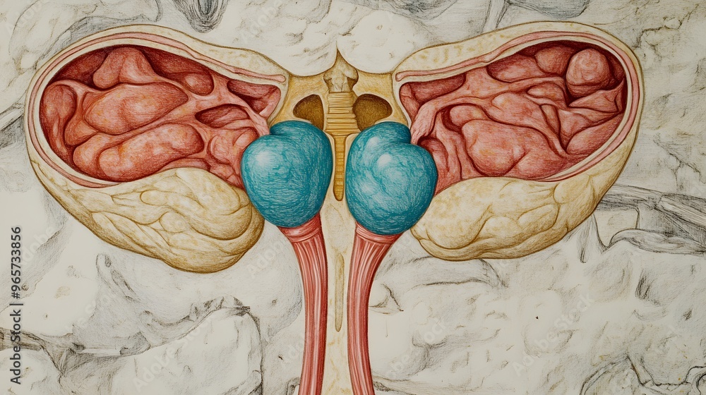52. "Detailed drawing of the human ovaries and fallopian tubes Stock ...