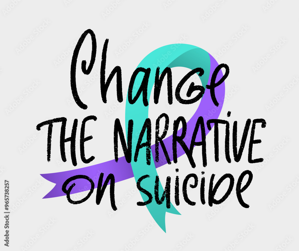 Change the narrative on suicide handwritten text with ribbon vector ...