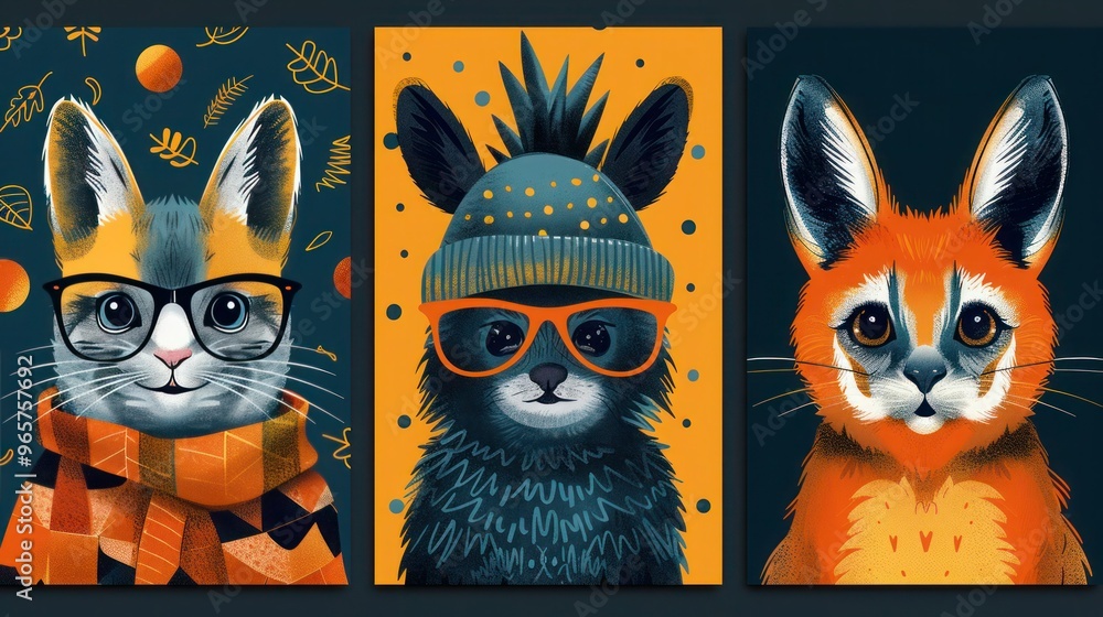 Cute and Quirky Animal Posters and Cards with Hand-Drawn Illustrations ...