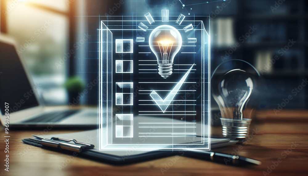 Digital Task Management Success Floating Checklist with Completed Task ...