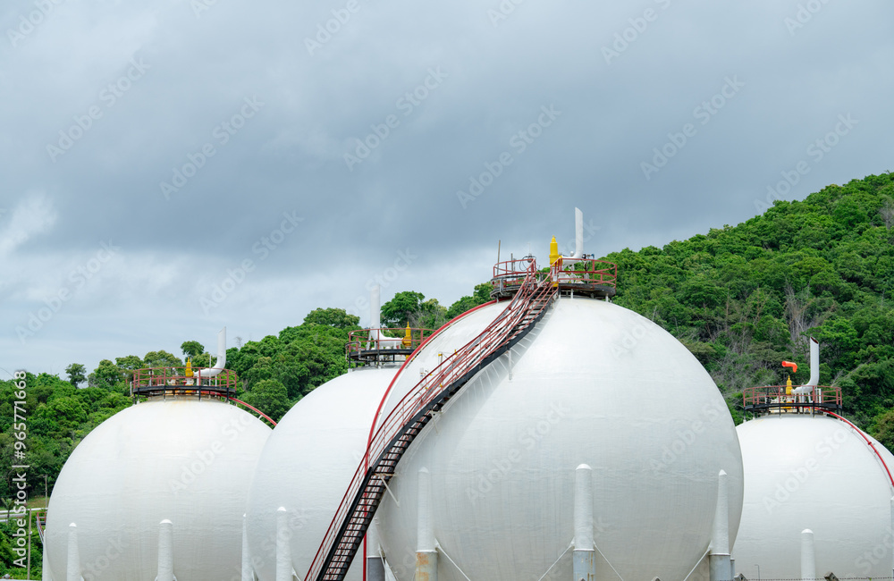Industrial gas storage tank in factory, LNG or liquefied natural gas ...