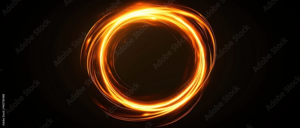 Fire circle with light trail glow effect. Isolated magic flare ring ...