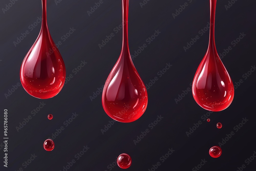 Red drops of red water, wine or blood isolated on transparent ...