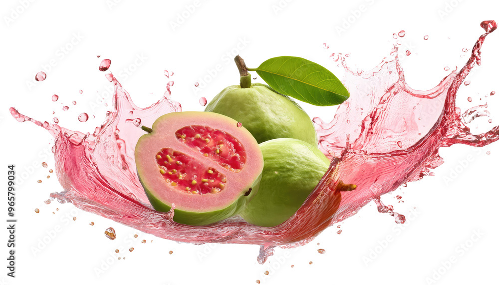 Guava fruit juice splashes, refreshing tropical juice splash, fresh ...