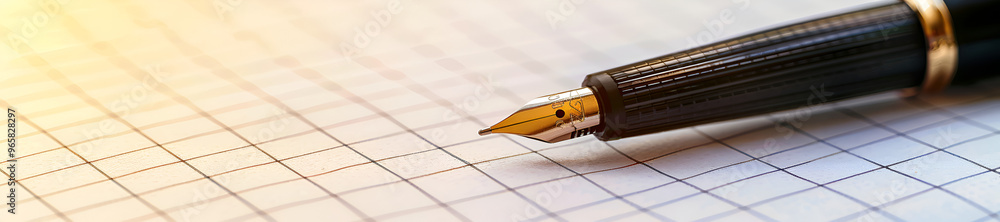 Elegant Fountain Pen on Gridded Notepad for Writing and Creativity in ...