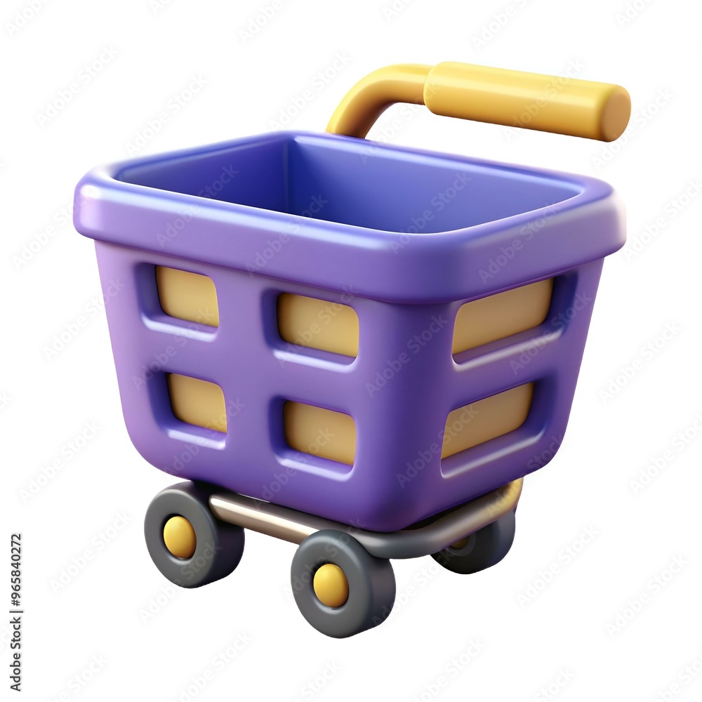 A vibrant 3D shopping cart icon. perfect for web design. app interfaces ...