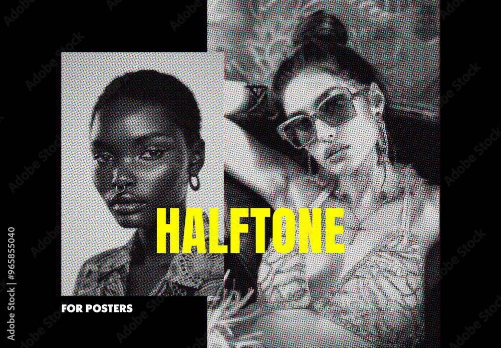 Retro Halftone Poster Photo Effect Mockup Stock Template | Adobe Stock