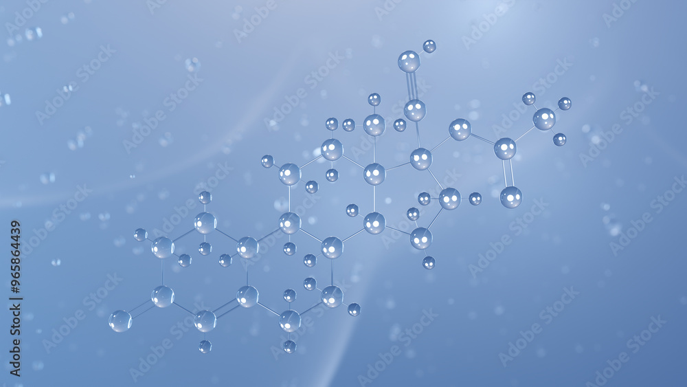 norethindrone acetate molecular structure, 3d model molecule, progestin ...