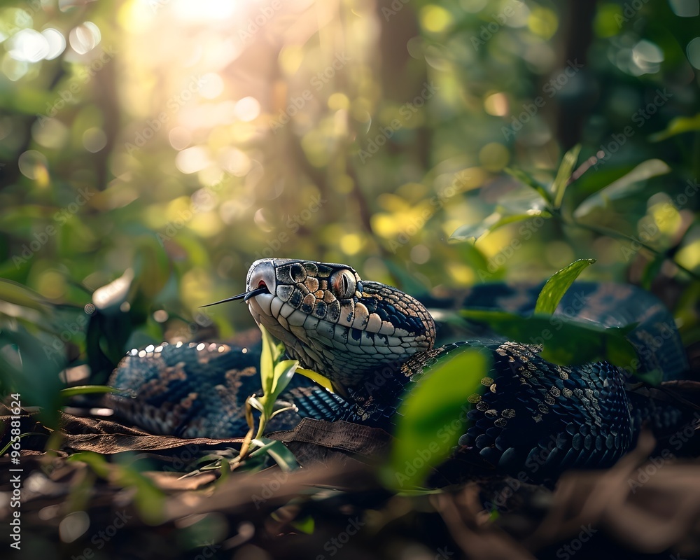 Snake Shedding Its Skin on Forest Floor Revealing Fresh Vibrant Scales ...