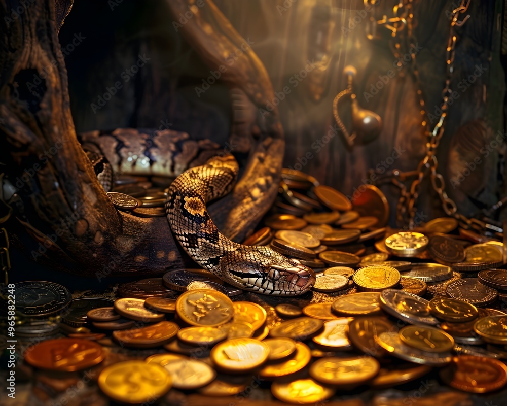 Mysterious Snake Crawling Over Ancient Coins and Relics in Hidden ...