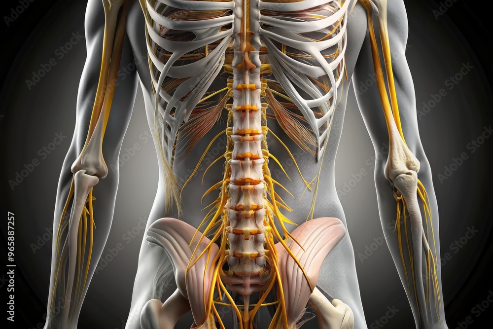 Detailed anatomical representation of lumbosacral junction low back ...