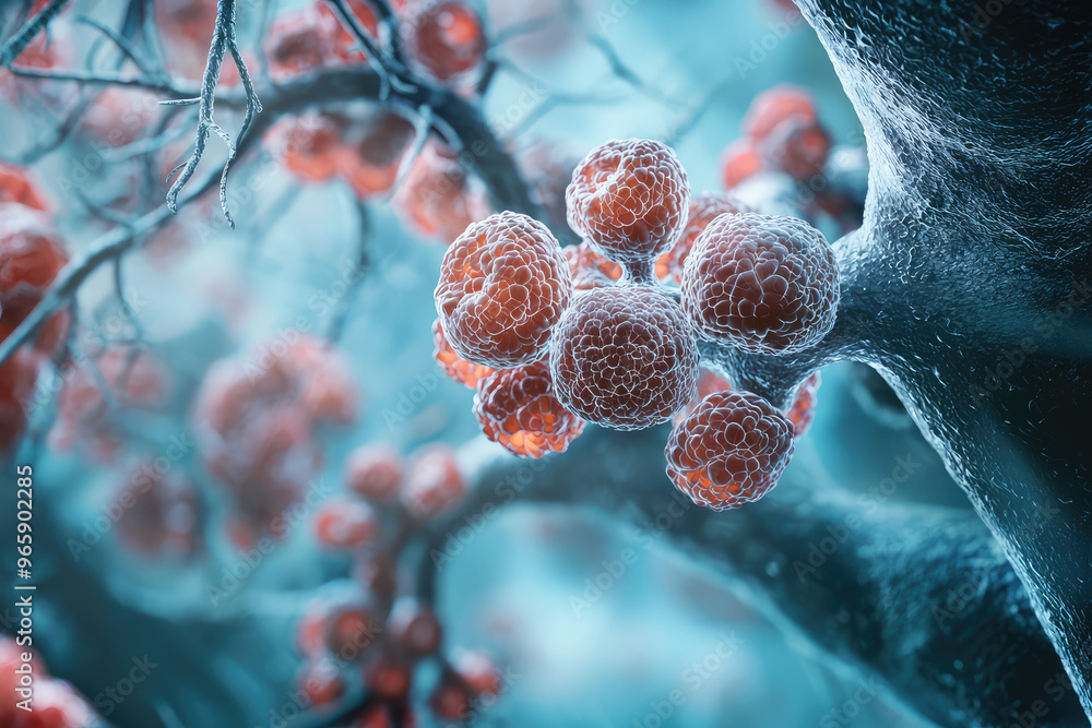 image showcases detailed view of alveoli, highlighting intricate ...