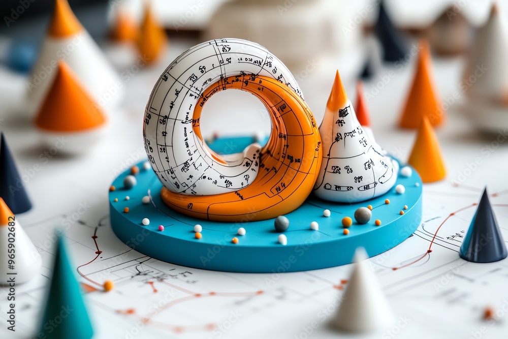 Algebraic functions mapped out on a Cartesian plane with curves, lines ...