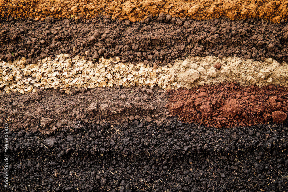 Soil layers with different fertilizer types showcase rich variety of ...