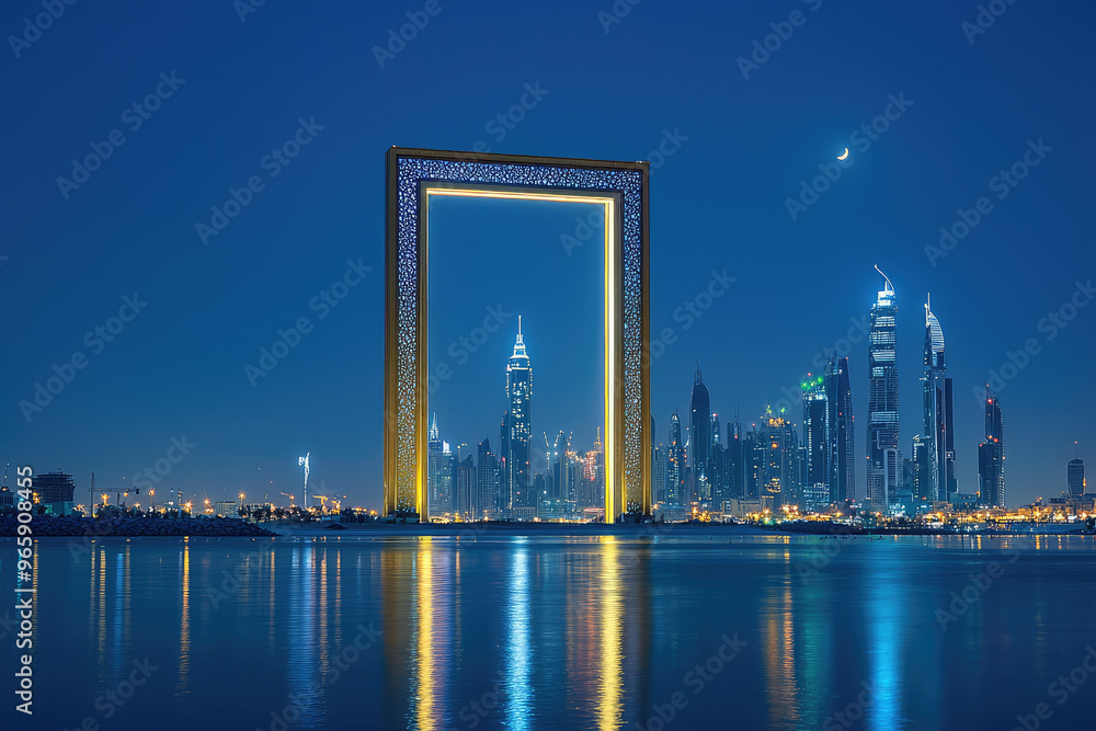 Dubai Frame showcases stunning city skyline at night, reflecting ...